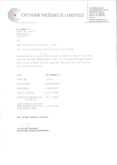 03_Experience & Relieving Letter_NCC | PDF