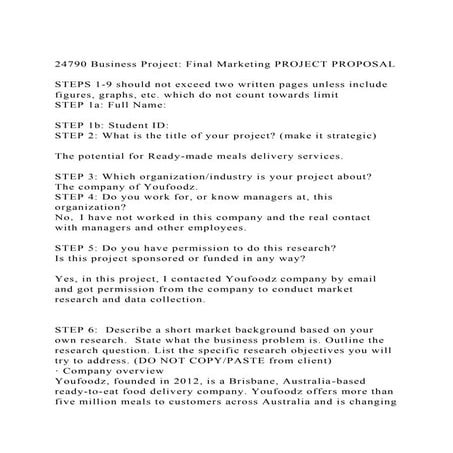 24790 Business Project Final Marketing PROJECT PROPOSALSTEPS .docx ...