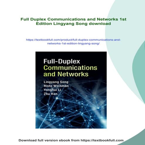Full Duplex Communications and Networks 1st Edition Lingyang Song | PDF