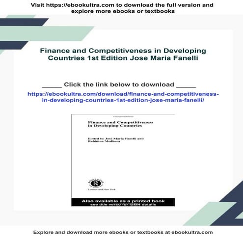 Finance and Competitiveness in Developing Countries 1st Edition Jose ...