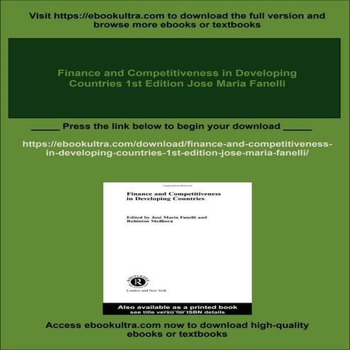 Finance and Competitiveness in Developing Countries 1st Edition Jose ...
