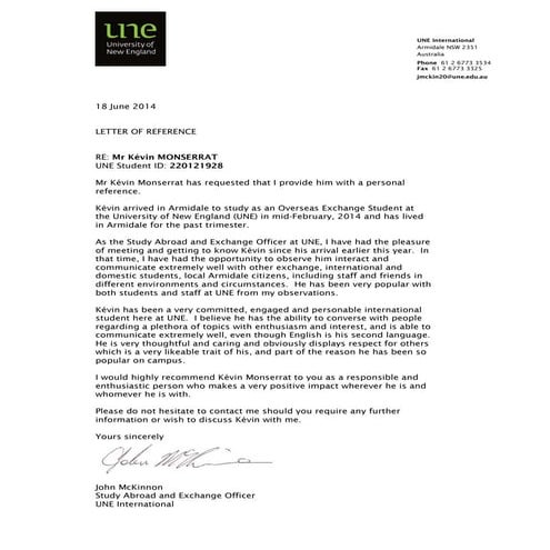 MONSERRAT Kevin, Letter of Reference 18.06.14