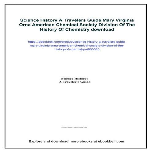 Science History A Travelers Guide Mary Virginia Orna American Chemical ...