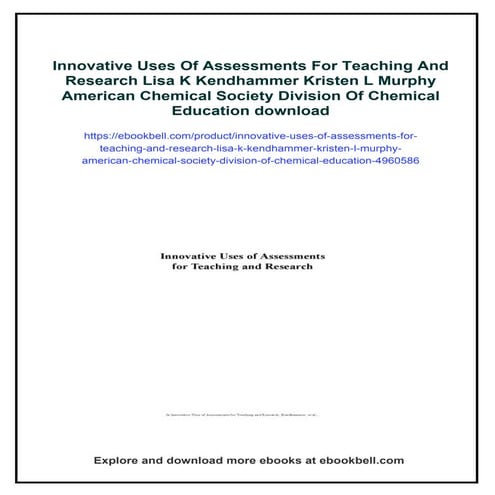 Innovative Uses Of Assessments For Teaching And Research Lisa K ...