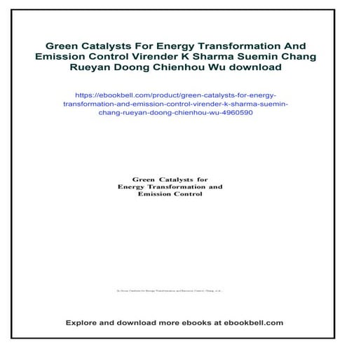 Green Catalysts For Energy Transformation And Emission Control Virender ...