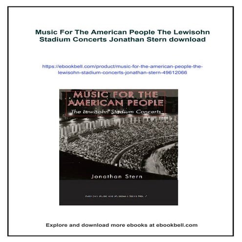 Music For The American People The Lewisohn Stadium Concerts Jonathan ...