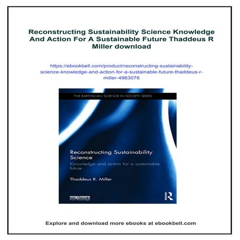 Reconstructing Sustainability Science Knowledge And Action For A ...
