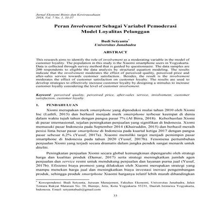 Peran Involvement Sebagai Variabel Pemoderasi Model Loyalitas Pelanggan | PDF