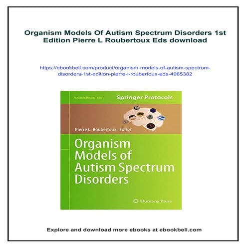 Organism Models Of Autism Spectrum Disorders 1st Edition Pierre L ...