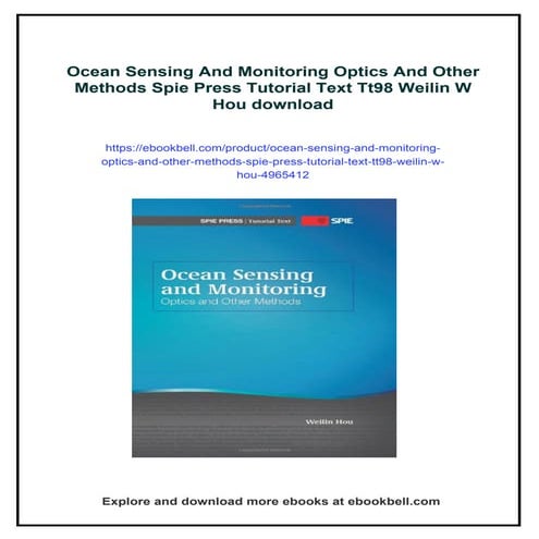 Ocean Sensing And Monitoring Optics And Other Methods Spie Press ...