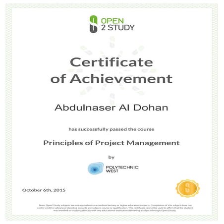 Subject_Certificate_03_October_2015 | PDF