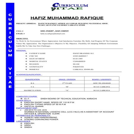 HAFIZ MUHAMMAD RAFIQUE | DOC