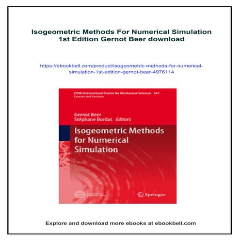 Isogeometric Methods For Numerical Simulation 1st Edition Gernot Beer | PDF