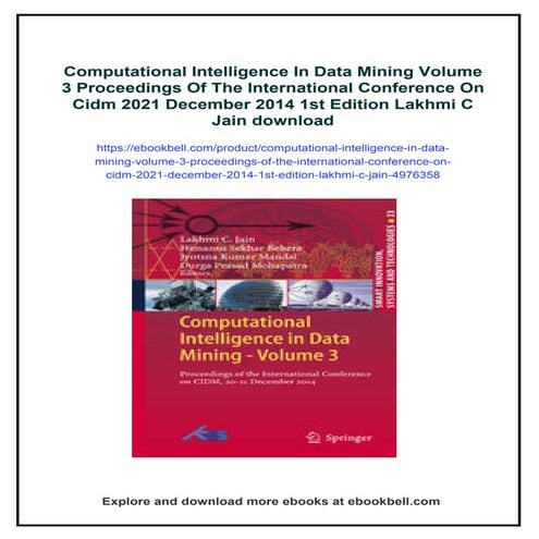 Computational Intelligence In Data Mining Volume 3 Proceedings Of The International Conference ...