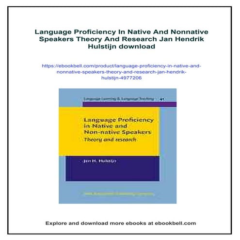 Language Proficiency In Native And Nonnative Speakers Theory And ...