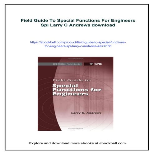 Field Guide To Special Functions For Engineers Spi Larry C Andrews | PDF