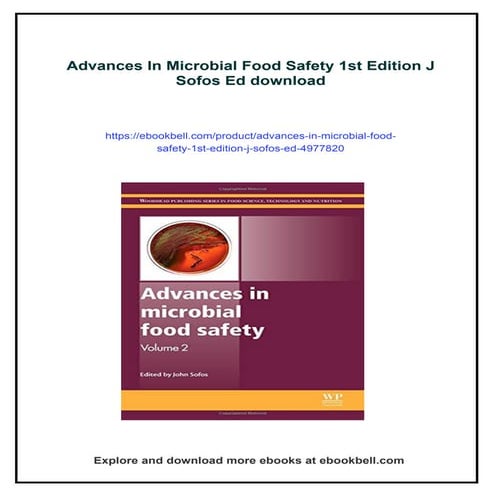 Advances In Microbial Food Safety 1st Edition J Sofos Ed | PDF