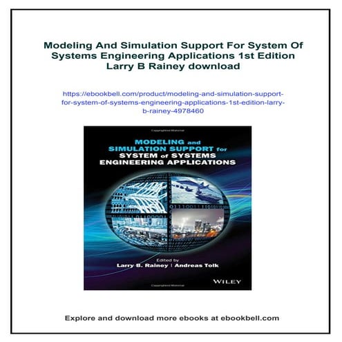 Modeling And Simulation Support For System Of Systems Engineering Applications 1st Edition Larry