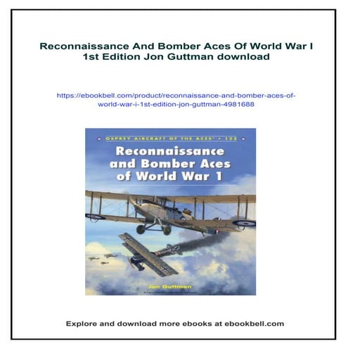 Reconnaissance And Bomber Aces Of World War I 1st Edition Jon Guttman | PDF