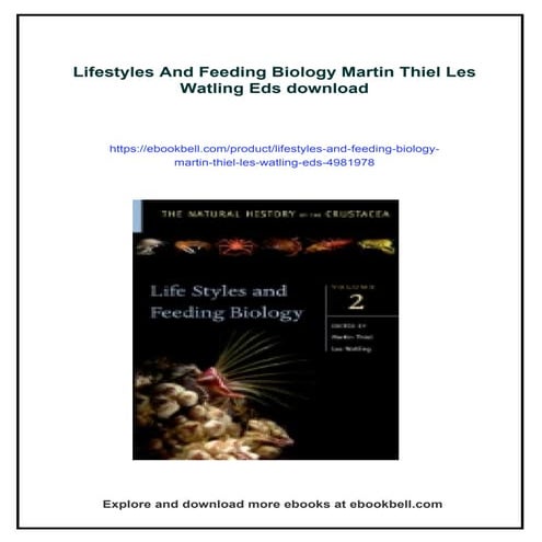 Lifestyles And Feeding Biology Martin Thiel Les Watling Eds | PDF