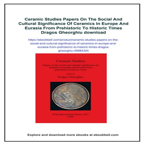 Ceramic Studies Papers On The Social And Cultural Significance Of Ceramics In Europe And Eurasia ...