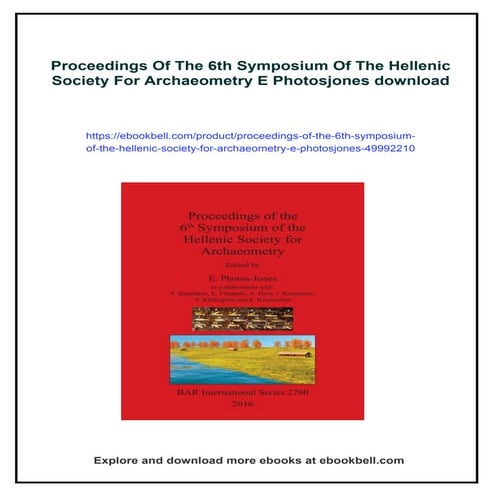 Proceedings Of The 6th Symposium Of The Hellenic Society For ...