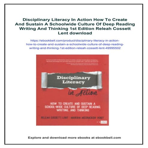 Disciplinary Literacy In Action How To Create And Sustain A Schoolwide ...