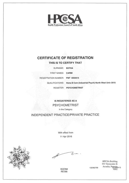 BCOM Certificate C Botha | PPT