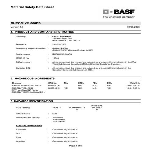 cde coconut oil diethanolamine data sheet | PDF