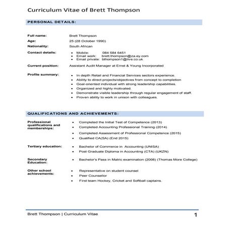 CV Brett Thompson | PDF