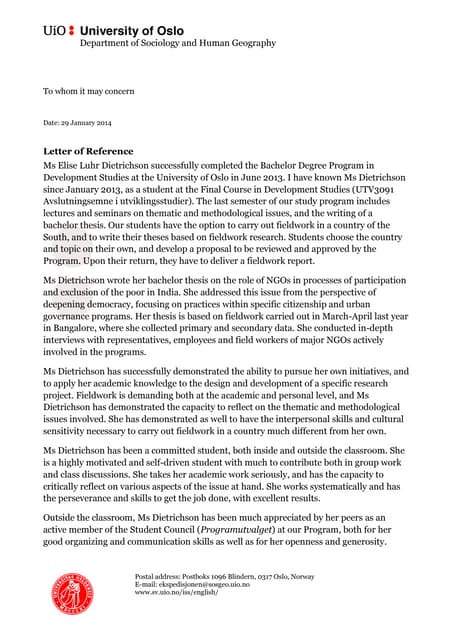 Tristan D'souza Reference by Dr. Glenday | PDF | Education