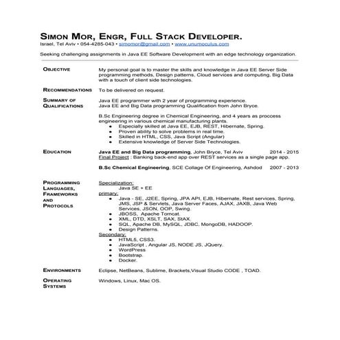 SimonMJavaEECVEngr | PDF