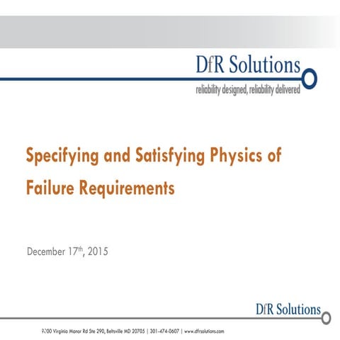 Physics of Failure Simulation and Modeling Specification Webinar | PPT