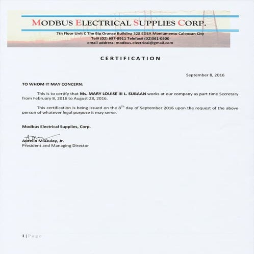 OJT COMPLETION CERT. | PDF