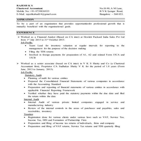 Rajesh K S-Resume | DOCX | Business Accounting & Finance | Business
