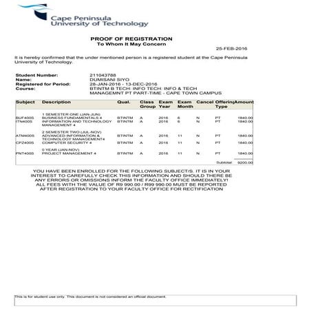 Proof of registration 2016 | PDF