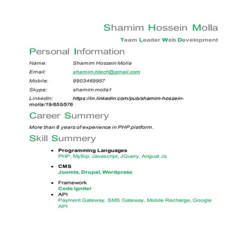 shamim_resume | PDF