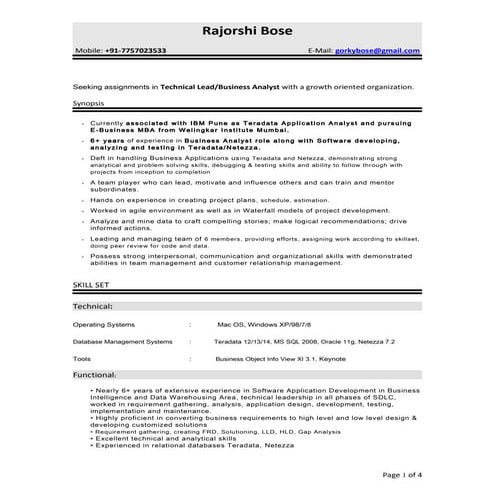 Resume | DOC | Databases | Computer Software and Applications