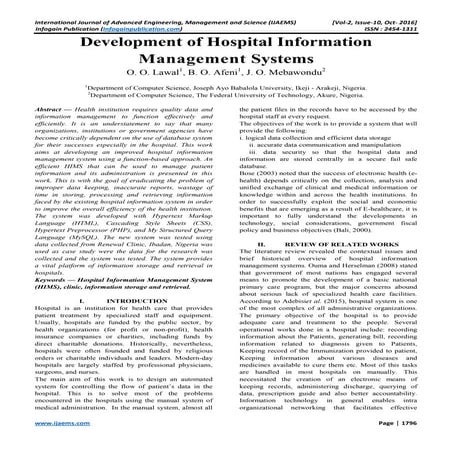 Development of Hospital Information Management Systems | PDF