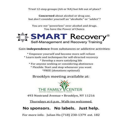SMART Recovery at The Family Center - Thursdays at 6pm | PDF