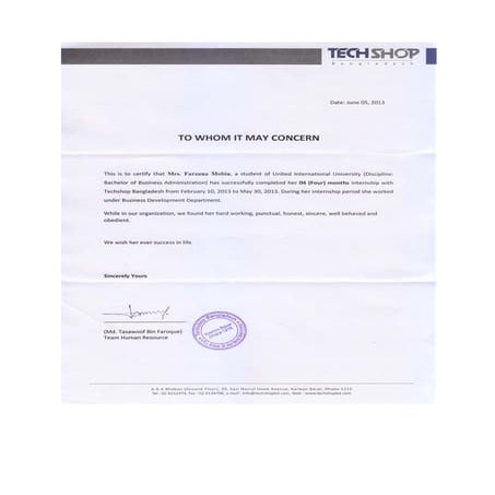Internship Certificate | PDF