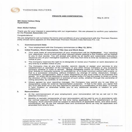 TR Offer Letter | PDF