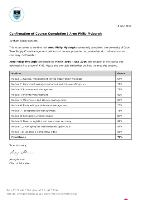Arno Myburgh presentations