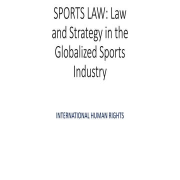 Law and stratergy in the globalised Sports Industry | PPT