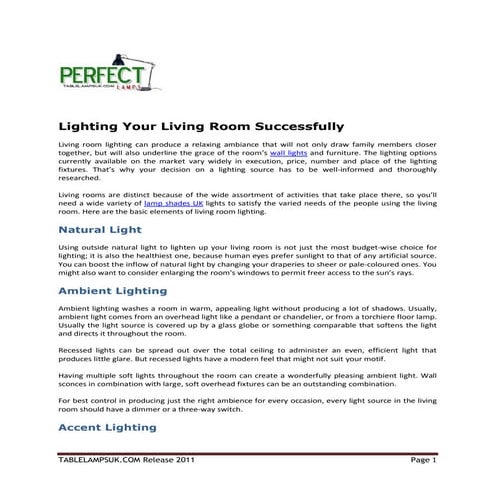 Lighting your Living Room Successfully | PDF