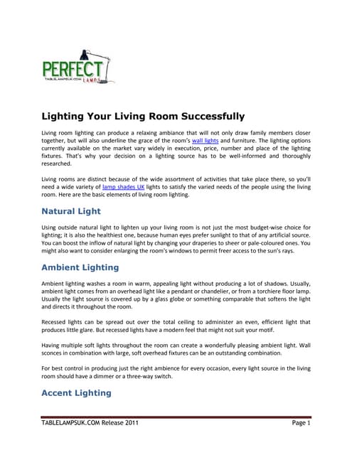 BASIC TYPES OF ARTIFICIAL LIGHTING | PPT