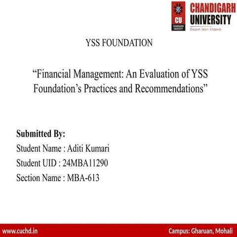 summer internship project presentation on yss foundation | PPTX