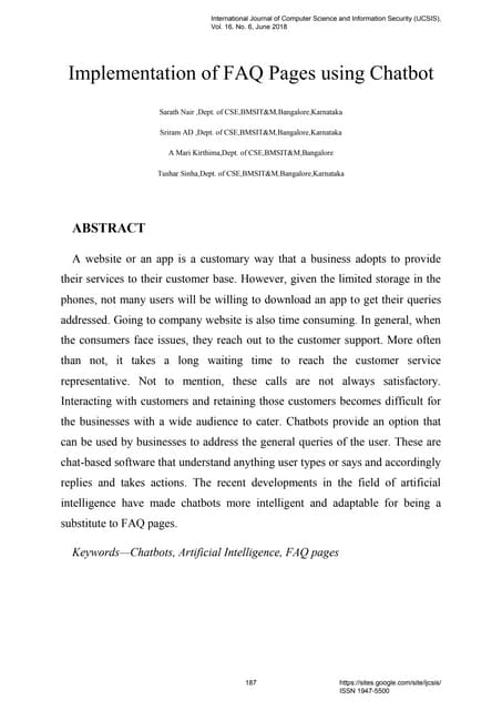 Student information chatbot final report | PDF