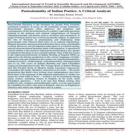 Postcoloniality of Indian Poetics A Critical Analysis | PDF