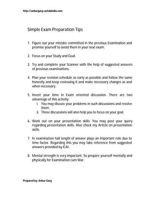 Tips for preparing exam | PPTX | Educational Assessment | Education